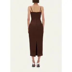 Rachel Gilbert Leora Crystal-strap Crepe Ankle Gown