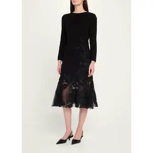 Rickie Freeman For Teri Jon Embellished Flounce Hem Dress