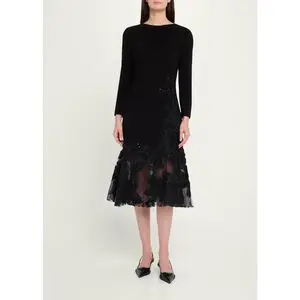 Rickie Freeman For Teri Jon Embellished Flounce Hem Dress