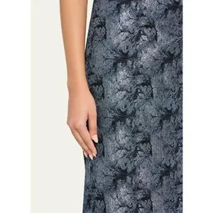 Rickie Freeman For Teri Jon 3d Floral Metallic Jacquard Column Gown
