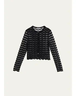 Simkhai Maxime Sheer Wavy Knit Cardigan - Black