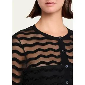 Simkhai Maxime Sheer Wavy Knit Cardigan