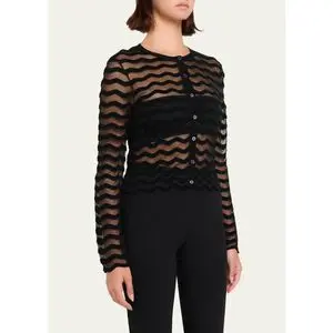 Simkhai Maxime Sheer Wavy Knit Cardigan