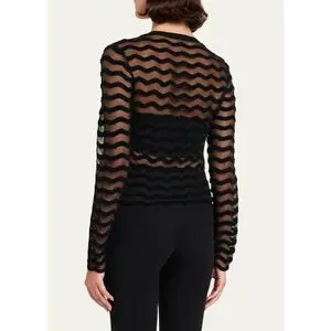 Simkhai Maxime Sheer Wavy Knit Cardigan