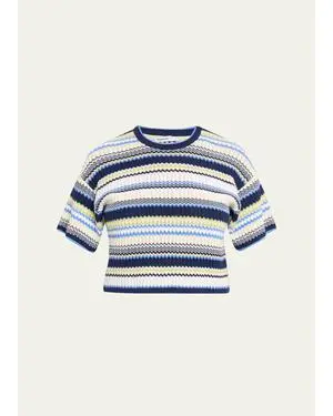 Simkhai Tenley Short-sleeve Knit Crop Top