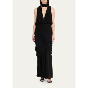 ET OCHS Arabella Plunging Draped Column Gown
