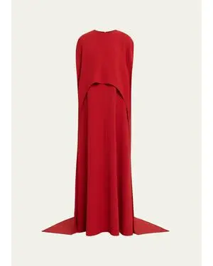 Michael Kors Stretch-wool Column Cape Gown