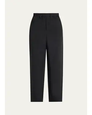 Issey Miyake Flat Front Elastic-waistband Trousers - Black