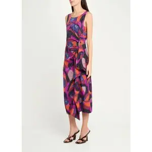 Dries Van Noten Dropps Sleeveless Ruched Ruffle Midi Dress