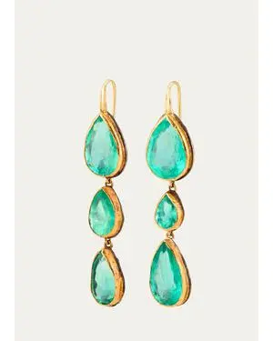 Judy Geib 18k Bright Colombian Pear-shaped Triple-dangle Earrings