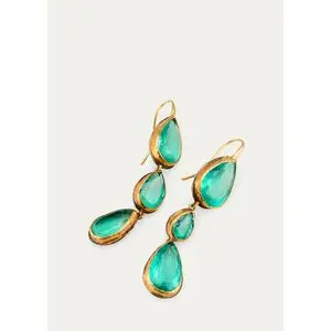 Judy Geib 18k Bright Colombian Pear-shaped Triple-dangle Earrings