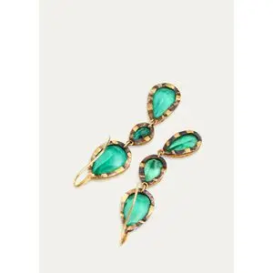 Judy Geib 18k Bright Colombian Pear-shaped Triple-dangle Earrings