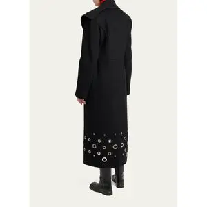 Proenza Schouler Alix Embellished Compact Melton Wool Long Coat