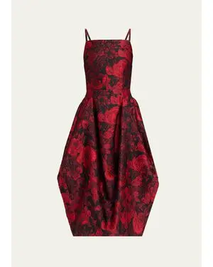 Michael Kors Rose Jacquard Balloon Midi Dress
