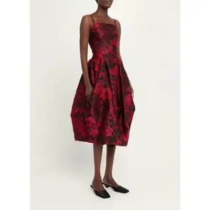 Michael Kors Rose Jacquard Balloon Midi Dress