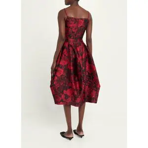 Michael Kors Rose Jacquard Balloon Midi Dress