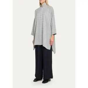 Eskandar Wide Longer Back Double Stand Collar Shirt Very Long With Slits
