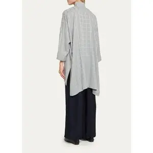 Eskandar Wide Longer Back Double Stand Collar Shirt Very Long With Slits
