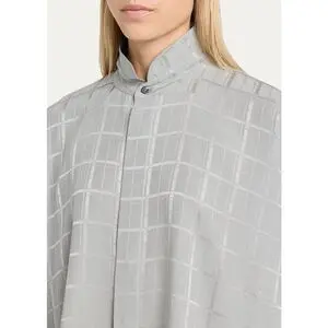 Eskandar Wide Longer Back Double Stand Collar Shirt Very Long With Slits