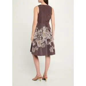 Rickie Freeman For Teri Jon Pleated Floral-print Mikado Dress