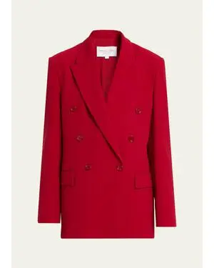 Michael Kors Double Breasted Virgin Wool Blend Blazer