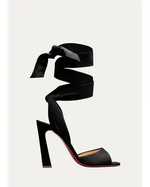 CHRISTIAN LOUBOUTIN Rose Amelie Ankle-wrap Red Sole Sandals
