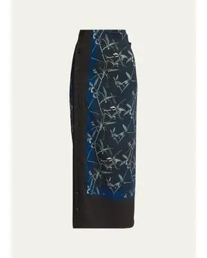 Proenza Schouler Anais Floral-print Button-side Midi Skirt