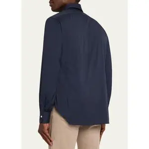 Kiton Solid Cotton Sport Shirt