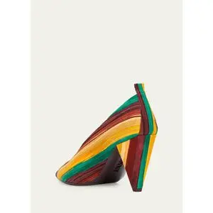Loewe 85mm Origami Cubic Striped Suede Pumps