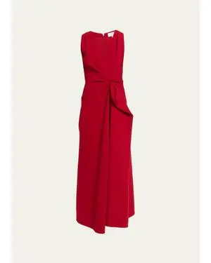 Michael Kors Pleated Wool-blend Gathered Midi Dress