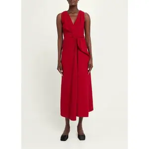 Michael Kors Pleated Wool-blend Gathered Midi Dress
