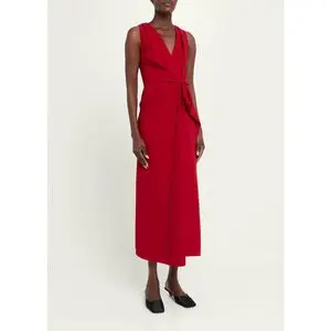 Michael Kors Pleated Wool-blend Gathered Midi Dress
