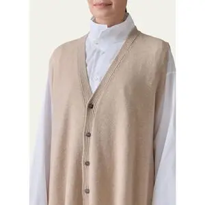 Eskandar V-neck Cashmere Vest - Sandstone