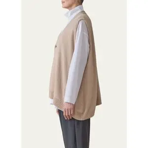 Eskandar V-neck Cashmere Vest - Sandstone