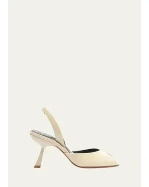 ALEXANDRE BIRMAN 85mm Miranda Patent Leather Peep-toe Pumps - Eggshell