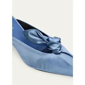 LANVIN 50mm Satin Bow Mule Pumps