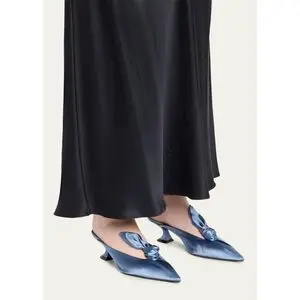 LANVIN 50mm Satin Bow Mule Pumps