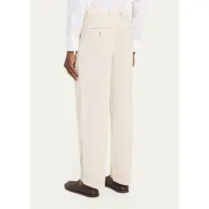 Issey Miyake Cotton Pigt Pleated Straight-leg Trousers