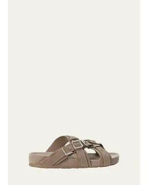 Loewe Type Fussbett Suede Slide Sandals