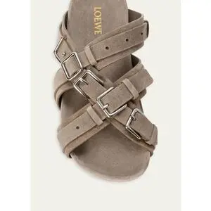 Loewe Type Fussbett Suede Slide Sandals