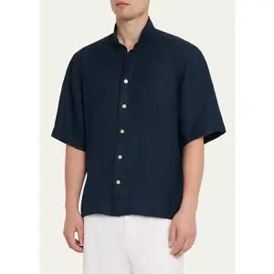 Kiton Cotton Nehru-collar Short-sleeve Shirt