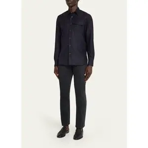 Kiton Textured Cashmere And Wool Snap-front Overshirt