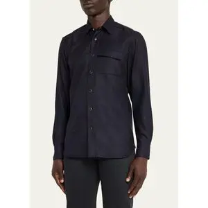 Kiton Textured Cashmere And Wool Snap-front Overshirt