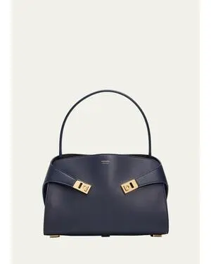 FERRAGAMO Hug Small Leather Top Handle Bag - Navy