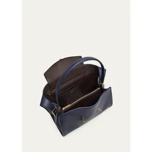 FERRAGAMO Hug Small Leather Top Handle Bag - Navy