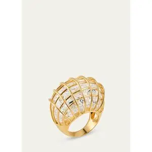 Verdura 18k Yellow Rock Crystal Caged Ring