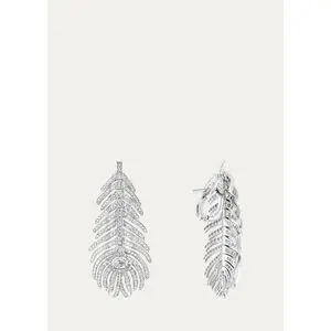 Boucheron Plume De Paon 18k Gold Diamond Pendant Earrings