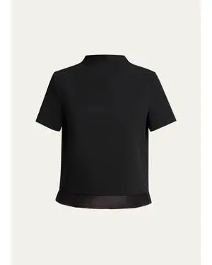 JIL SANDER Textured Wool Back-cutout Crewneck Sweater - Black
