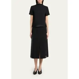 JIL SANDER Textured Wool Back-cutout Crewneck Sweater