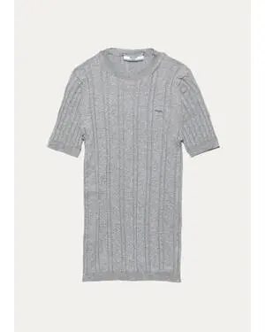 Prada Logo-embroidered Cotton Ribbed Short-sleeve Sweater